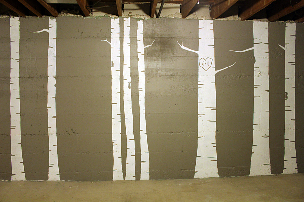 young people in love: DIY birch tree forest mural