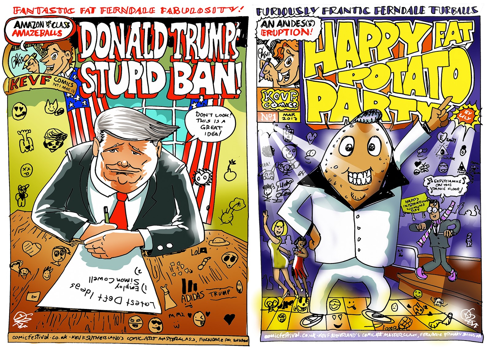 Kev F comic art: Small Brain of Donald Trump - comics by kids