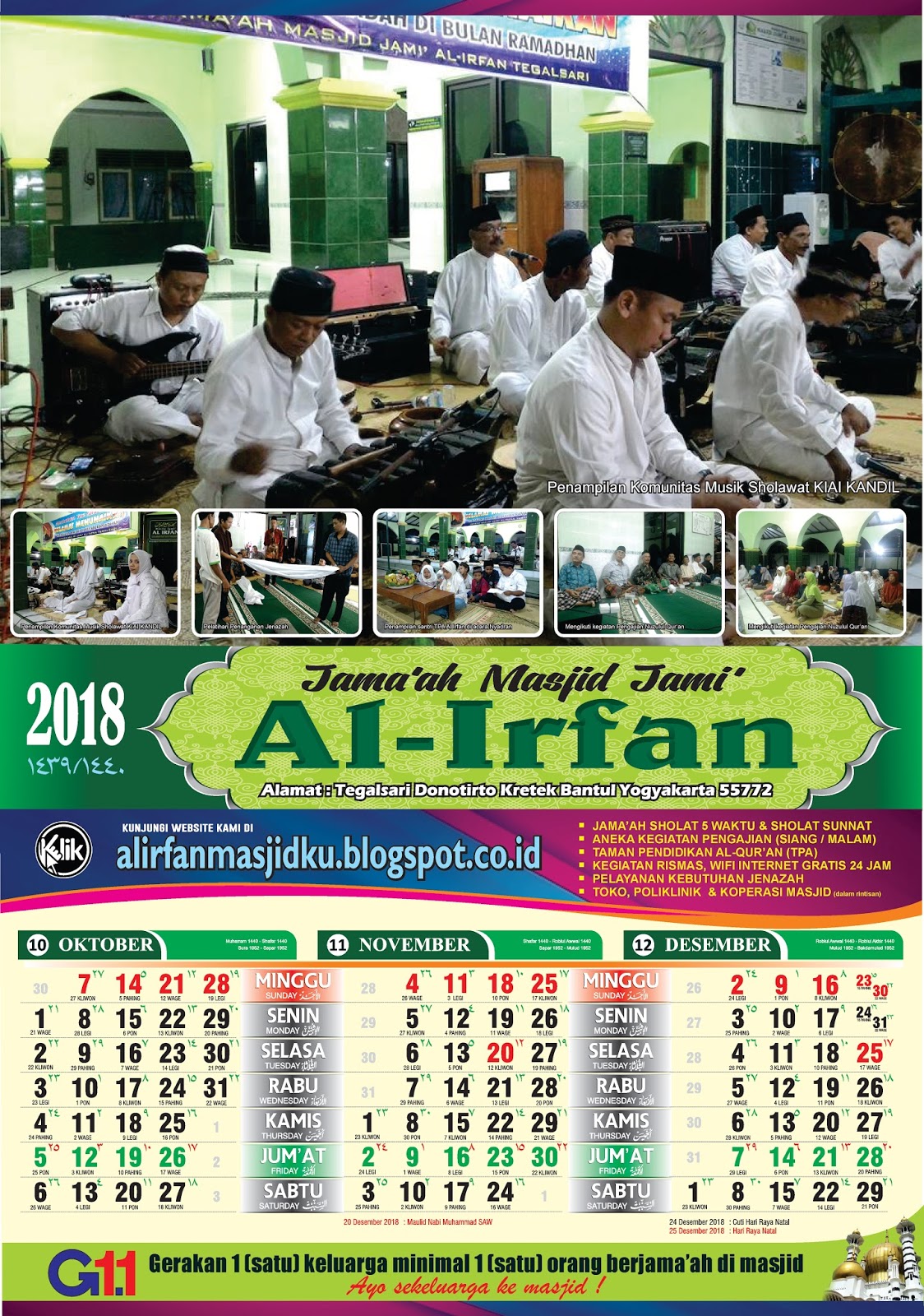 KALENDER 2018 FULL COLOR ~ Masjid Besar Al-Irfan