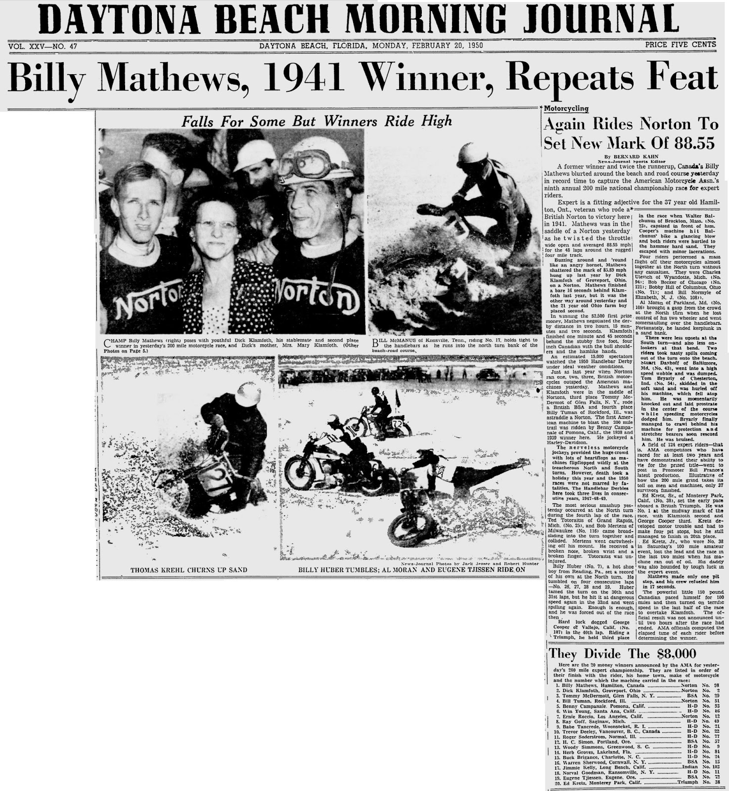 racin' thru the raindrops: Billy Mathews, motorcycle champion