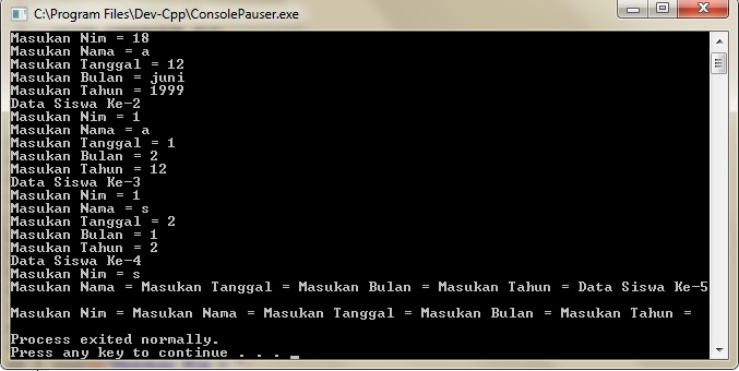 Contoh Program Data Mahasiswa Menggunakan C++