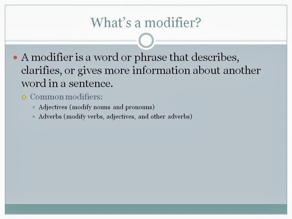 Writing Is Painless!: Modifiers ... don't misplace them or let them dangle!