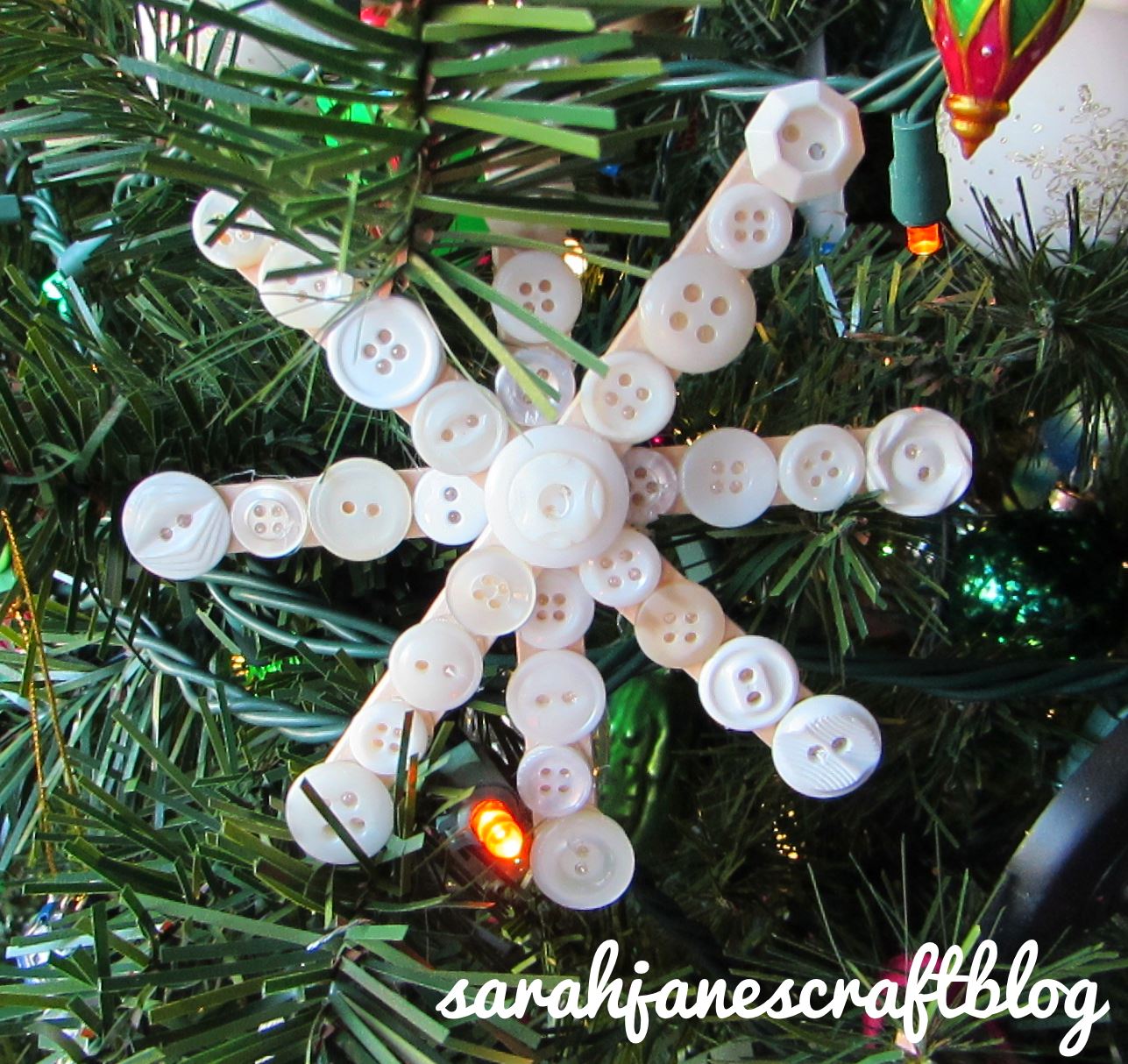 Popsicle Stick Button Snowflakes
