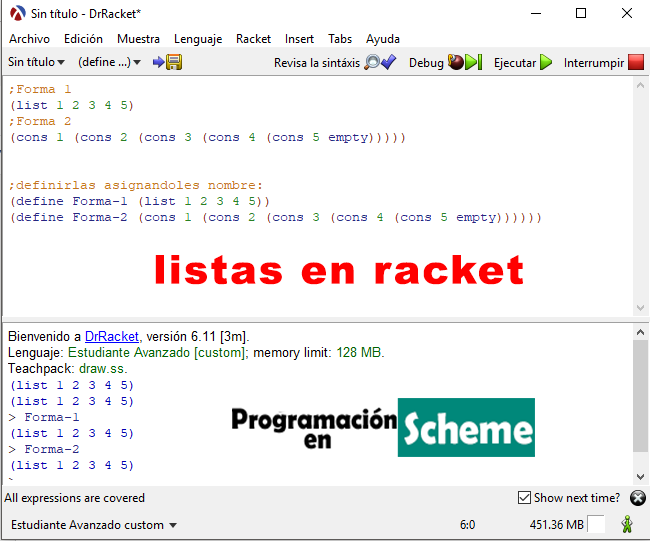 Introducción a listas en [Scheme / DrRacket]