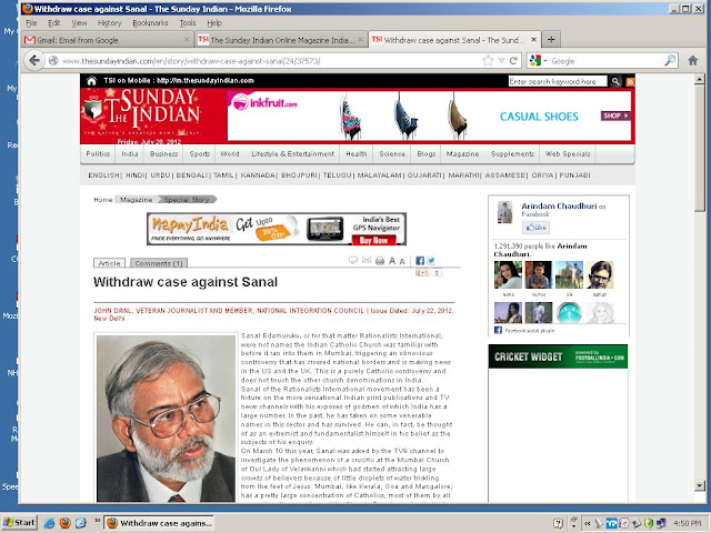 Withdraw case against Sanal Edamaruku, The Atheist And a Feedback ...