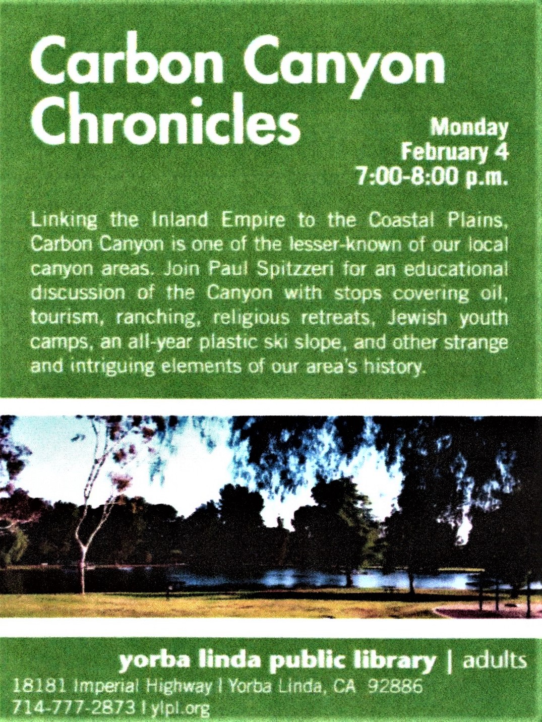 Carbon Canyon Chronicle: Carbon Canyon History Talk Tomorrow Night in ...