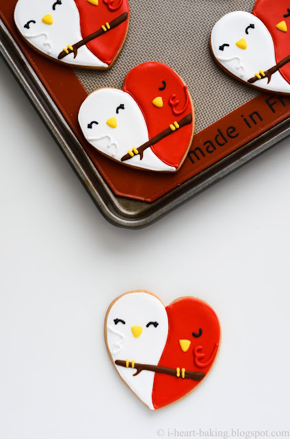 i heart baking!: red and white lovebird cookies