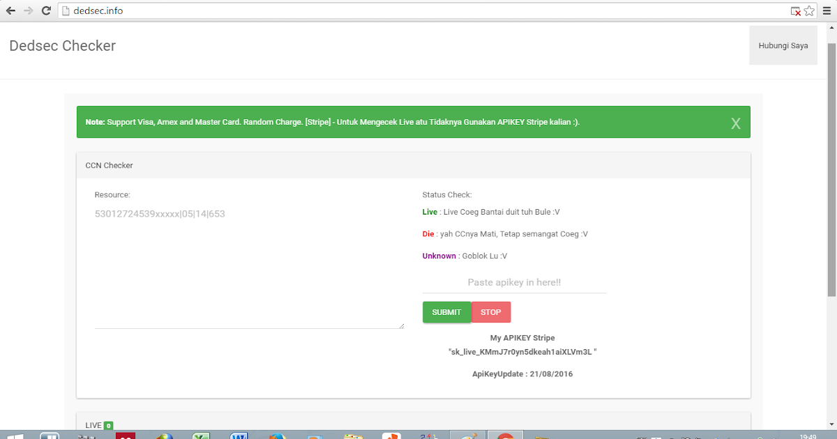 Script CC Checker Api Stripe | Tutor Kampret