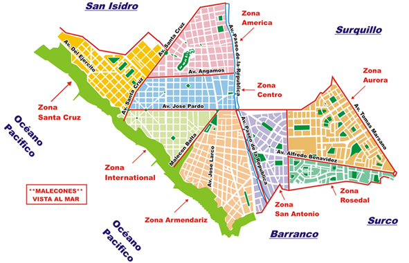 Mapas del Distrito de Miraflores en Lima - Perú: Mapas del Distrito