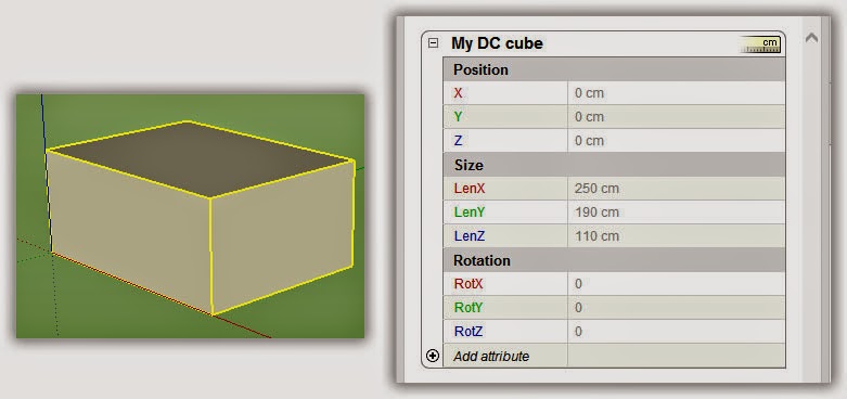 The SketchUp Dynamic Components Tutorial: Lesson 2: Entering values
