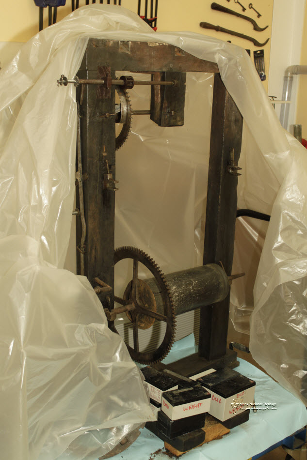 Castle Rushen Clock Conservation News: Removing the main and great wheels