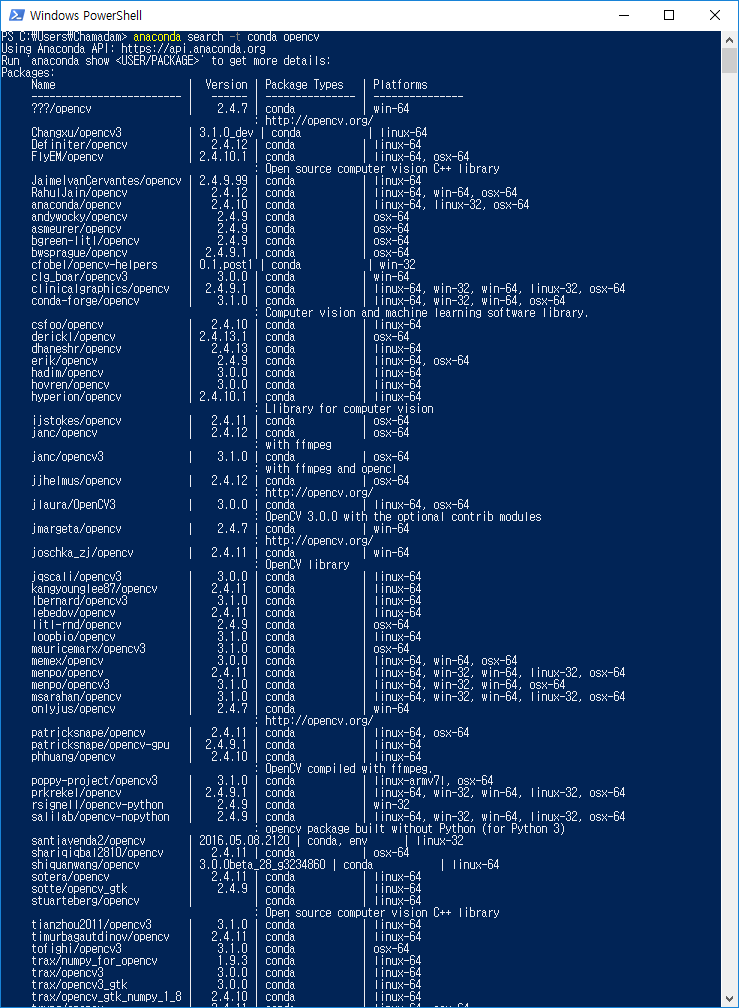 Wandlab Python3 Opencv3 설치 Anaconda3
