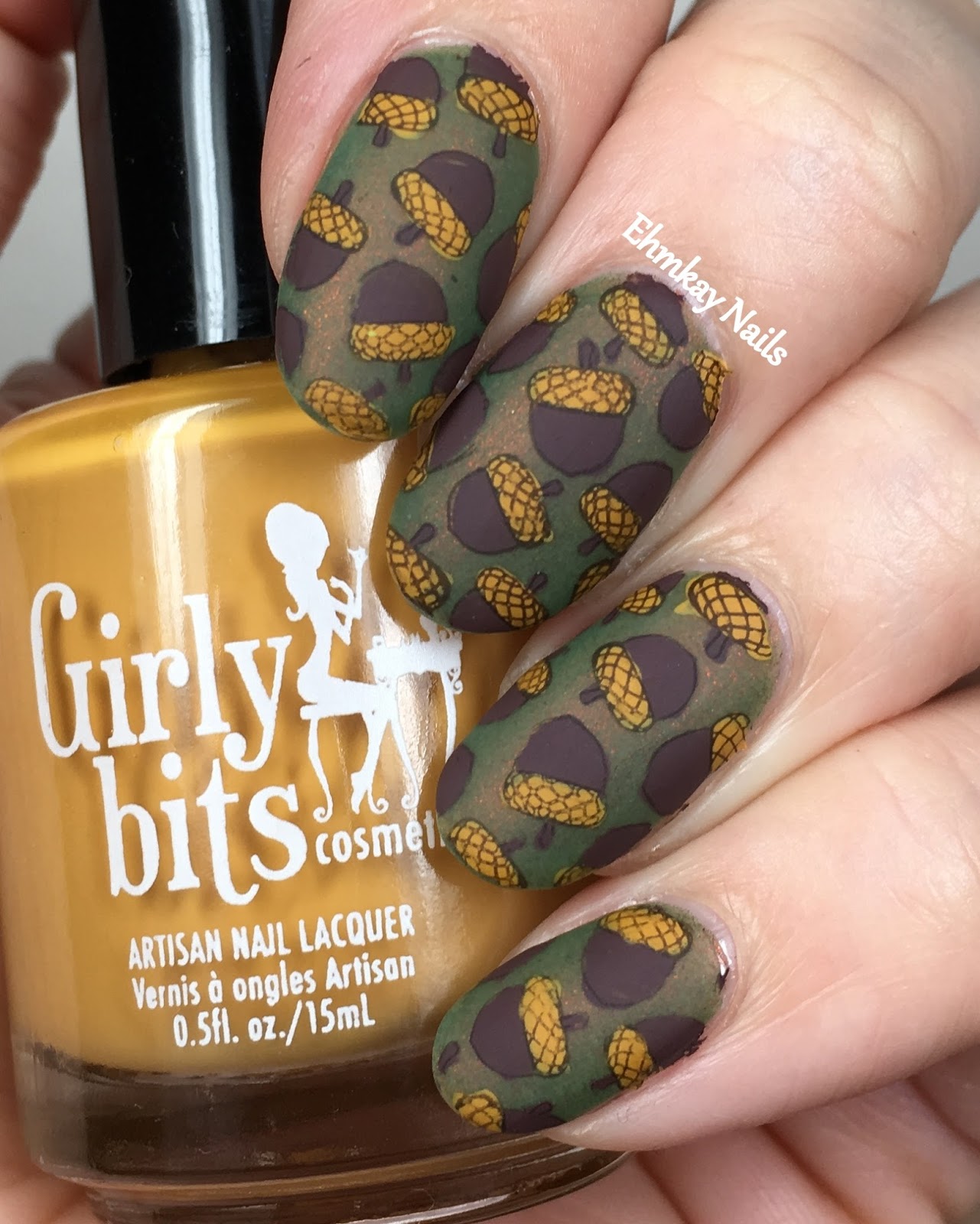 ehmkay nails: Acorn Nail Art: Reverse Stamping with Girly Bits over ...