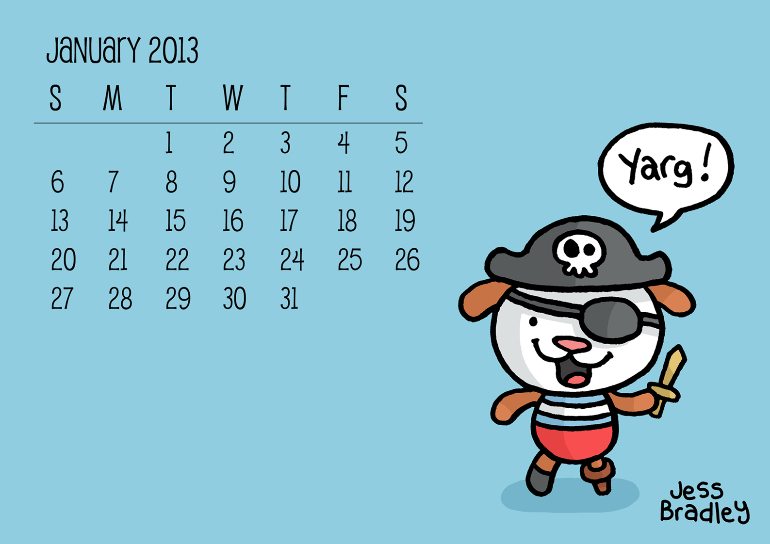 Squid Bits!: Calendar for January!