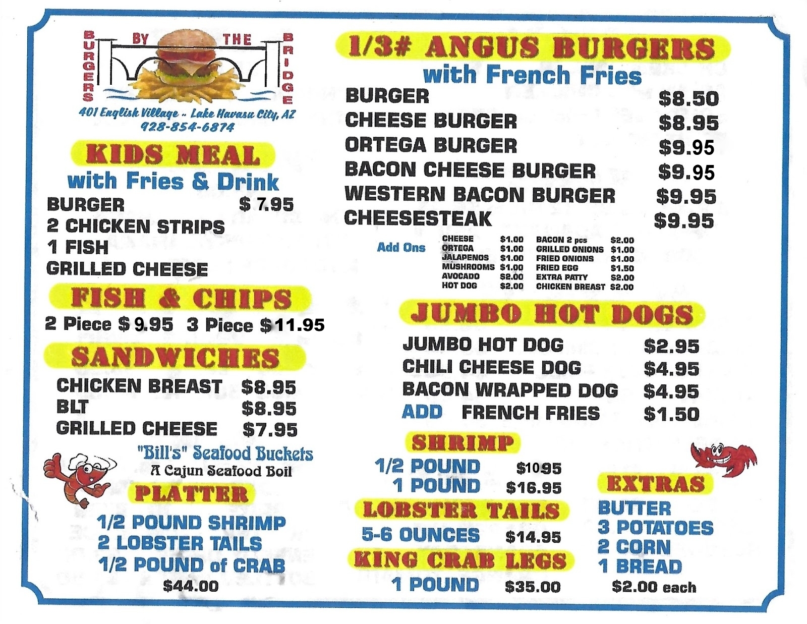 Burgers By The Bridge: Menu