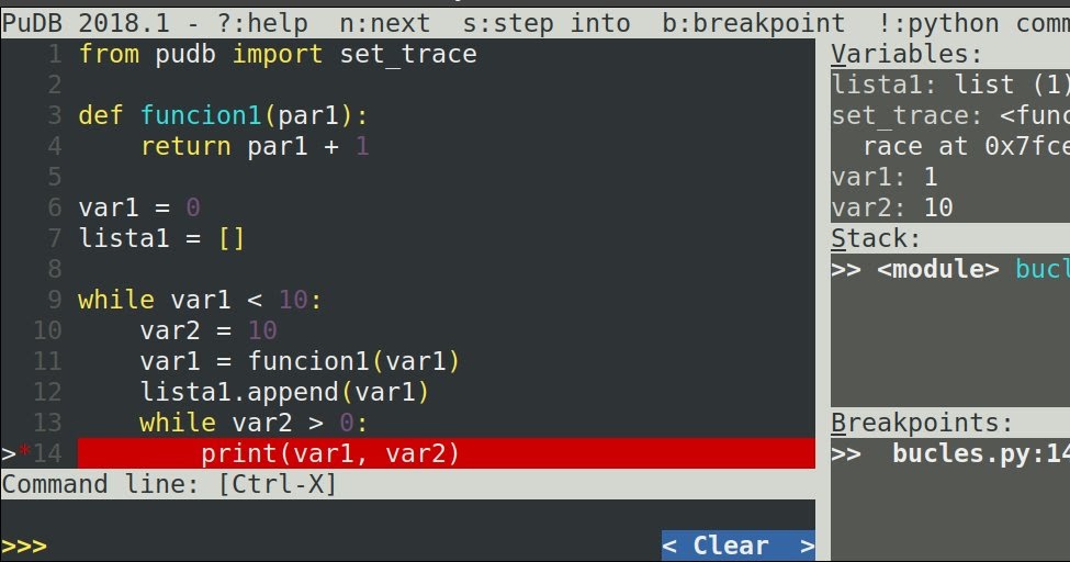 Python 3 para impacientes: El depurador PuDB