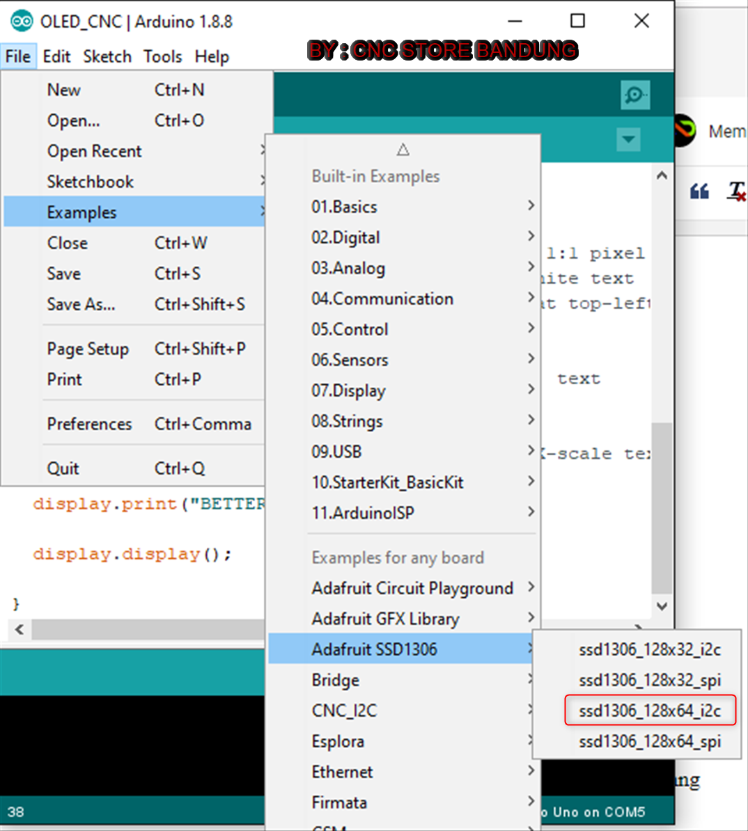 CNC STORE BANDUNG: TUTORIAL OLED 0.96" 128x64 I2C WITH ARDUINO UNO NANO ...