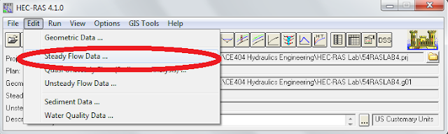 HEC-RAS Tutorial: Steady Flow Data