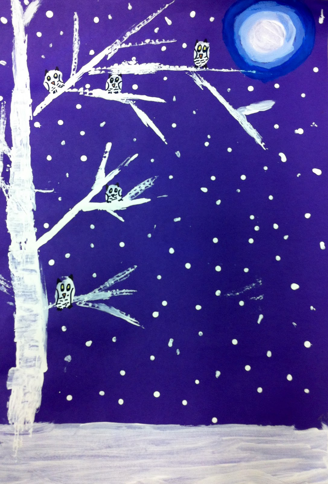 Expression of Imagination: "Owls in the Moonlight" by fourth grade