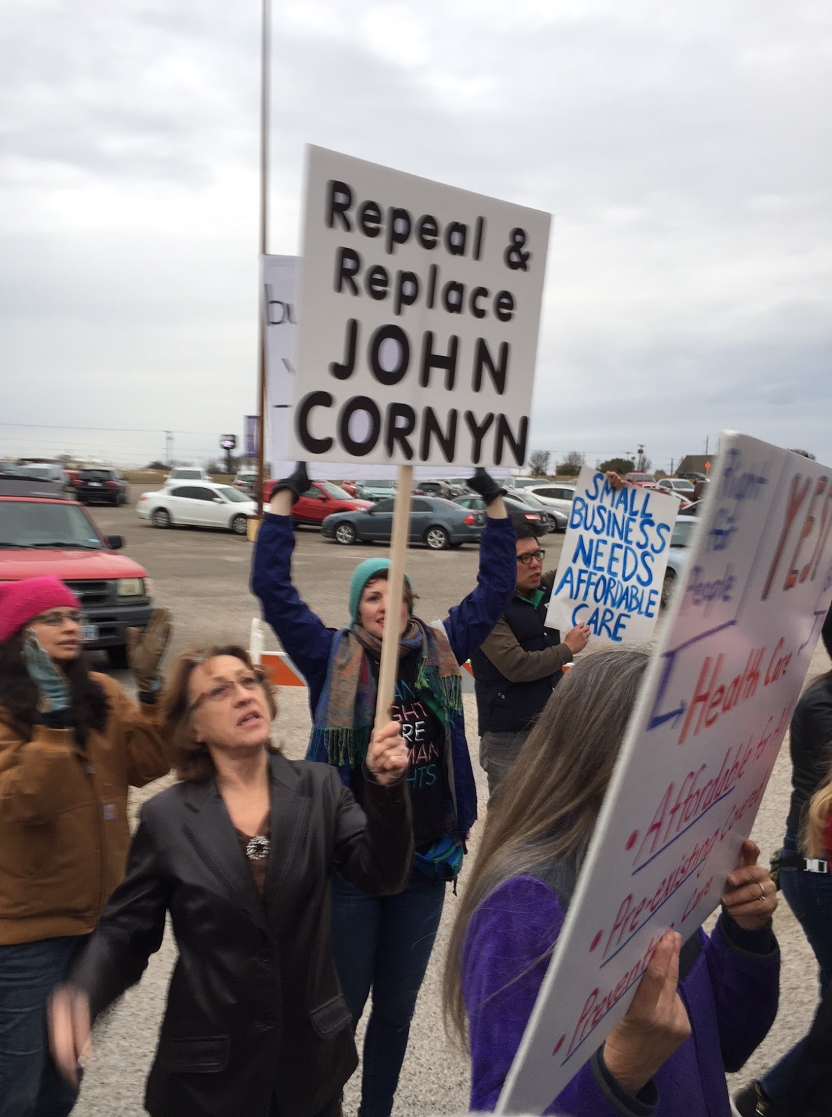 Senator Cornyn protest at the Mayborn Convention Center in Temple