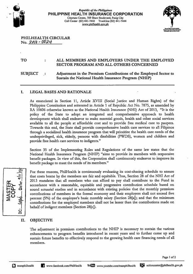 Philhealth Contribution Table for 2024 to 2025