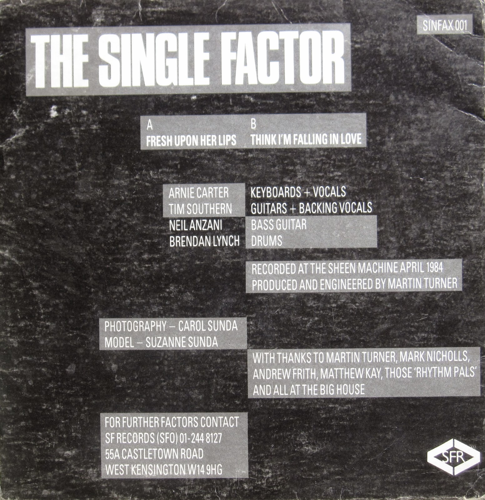 From A Northern Place: The Single Factor - Fresh Upon Her Lips (7")