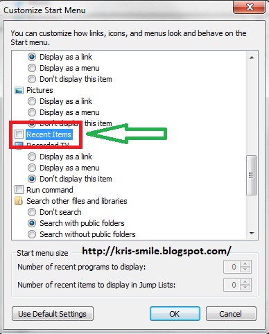 Cara Menonaktifkan Recent Places & Recent Programs/Recent Item pada ...