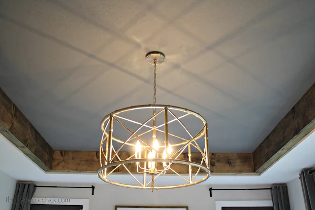 How To Add DIY Wood Beams Around a Tray Ceiling | Thrifty Decor Chick ...