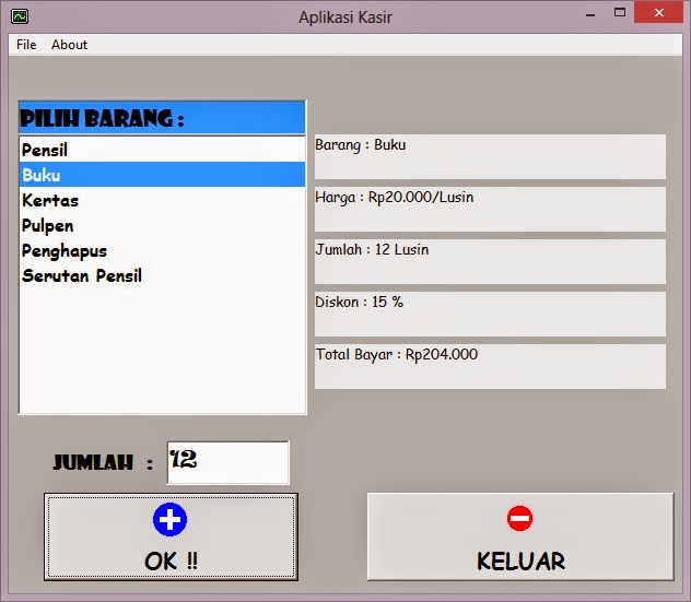 Program Aplikasi Kasir Sederhana Dengan VB 6.0 - Loker Ilmu IT