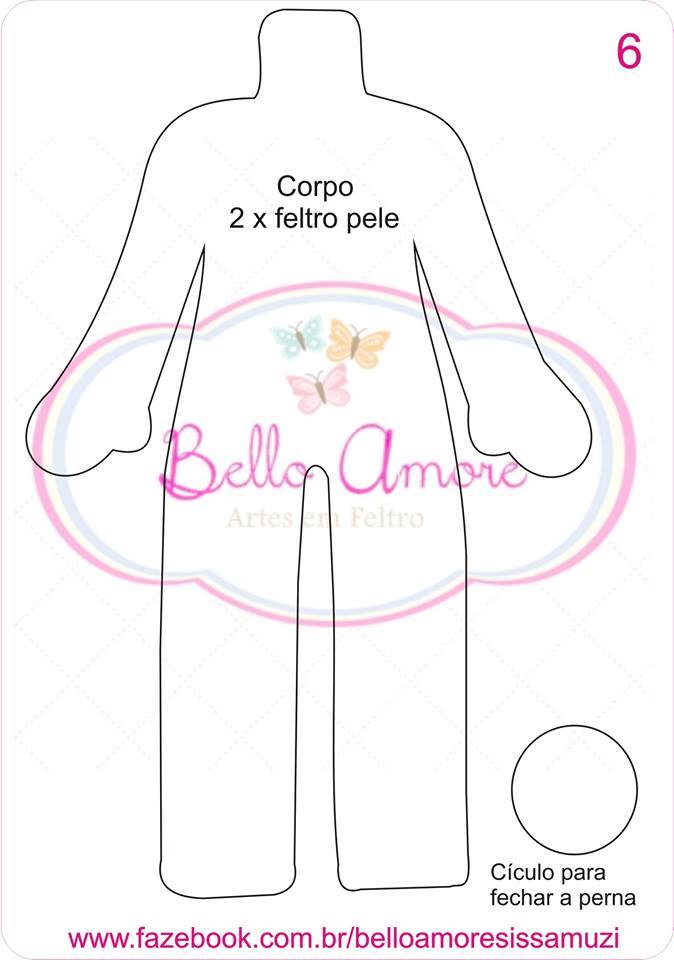 Molde boneca de feltro, Bonequinha de feltro, Padrões de boneca de feltro