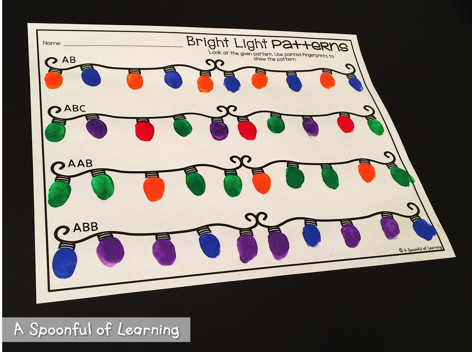 Holiday Patterns Freebie - Learn the 4 Activities- A Spoon of Learning
