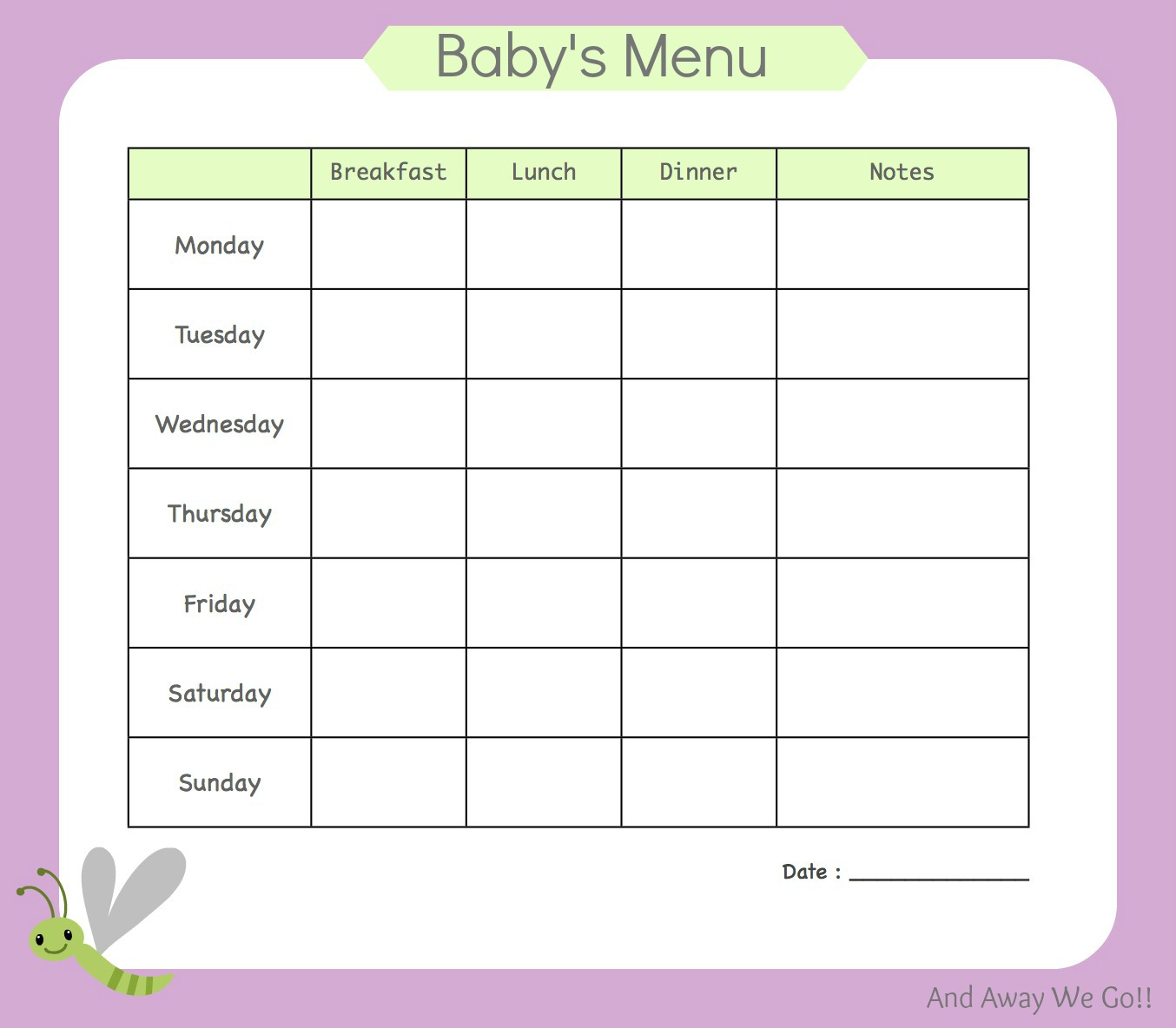 and away we go!: Menu Planning for Baby...