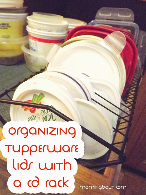 Moming About: Organizing Your Tupperware Lids with a CD Rack
