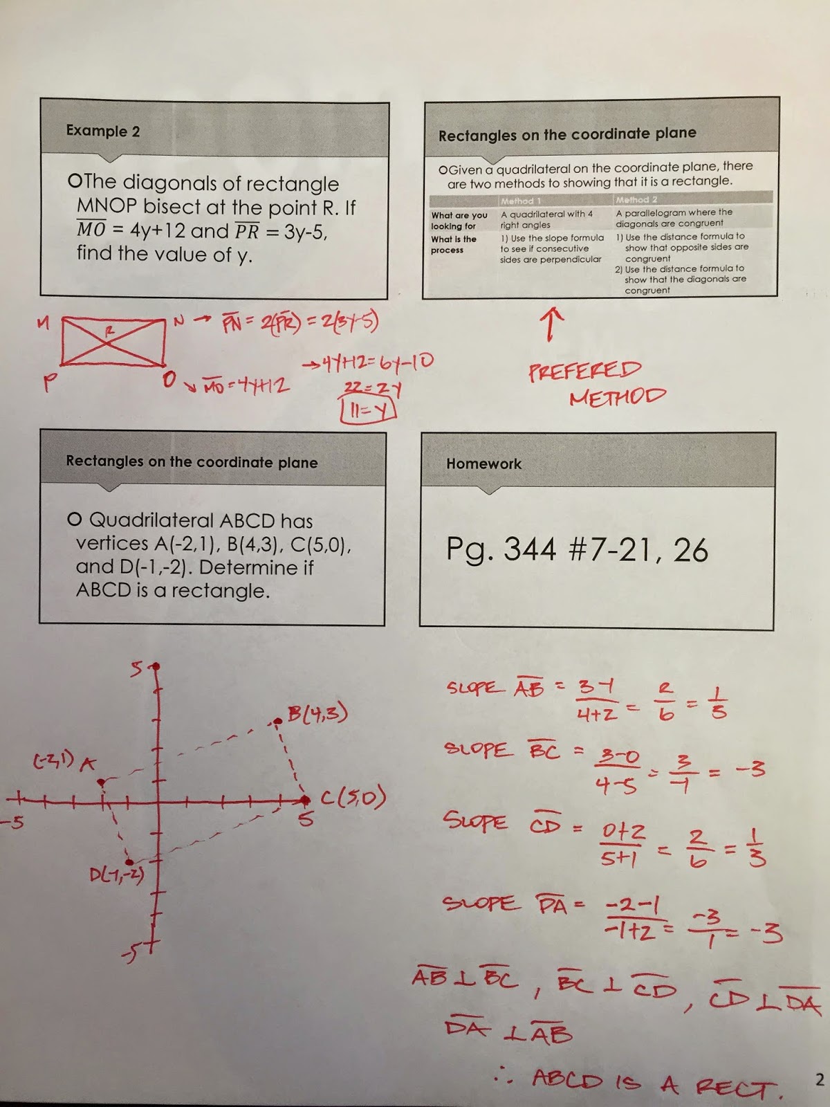 Honors Geometry - Vintage High School: Section 6-4: Rectangles Honors Geometry - Vintage High School: Section 6-4: Rectangles