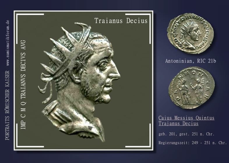 römische Kaiserportraits auf Münzen: Traianus Decius