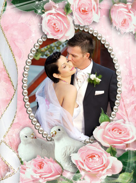 Wedding Frame Pink Roses - Zisya Art