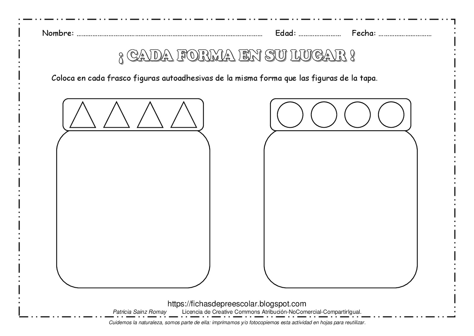 FICHAS DE EDUCACIÓN PREESCOLAR