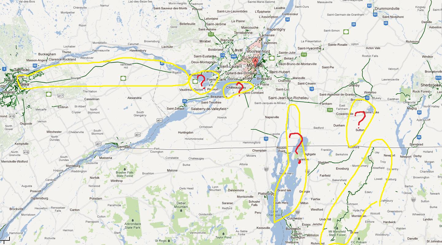 Cycle Fun Montreal: Google Maps bike paths Montreal region BIG picture