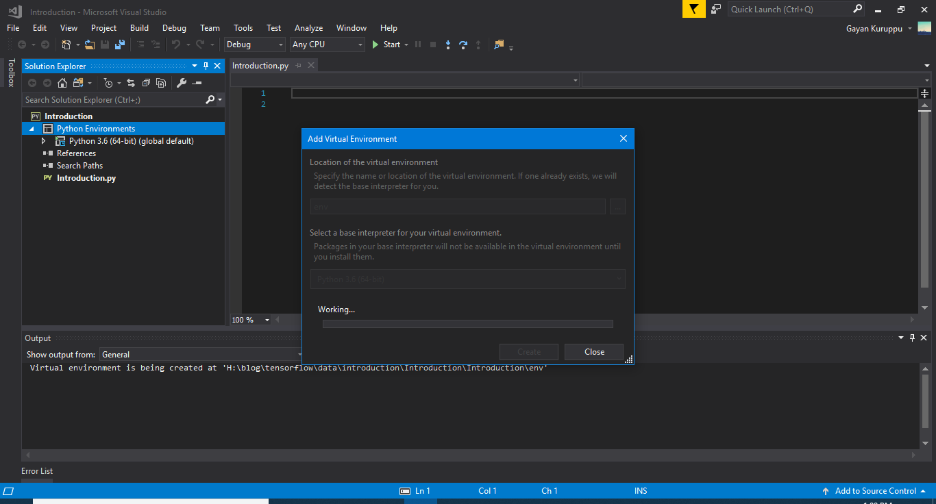 Using Tensorflow in Visual Studio