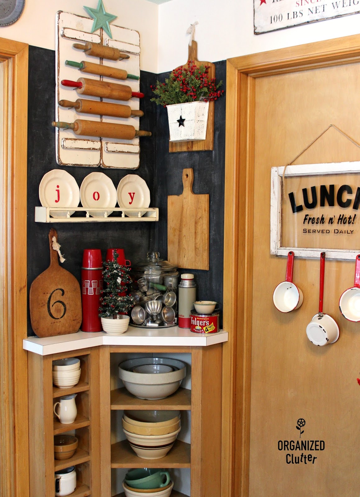 Vintage & Farmhouse Christmas Kitchen Displays - Organized Clutter