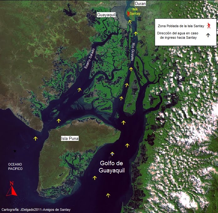 ISLA SANTAY: Vista Situacional de Santay en relación al Golfo de Guayaquil