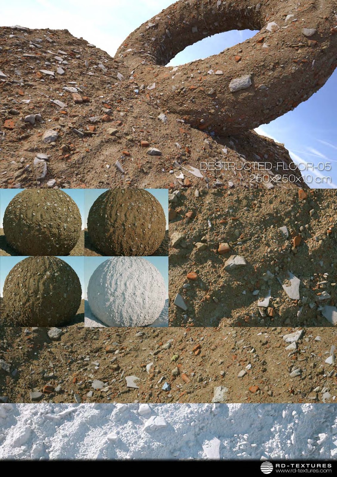 Real Displacement Textures | DESTRUCTED FLOORS Pack 01 | Computer ...
