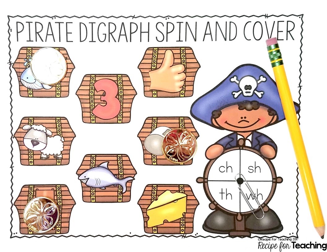Pirate Digraph Spin and Cover - Recipe for Teaching