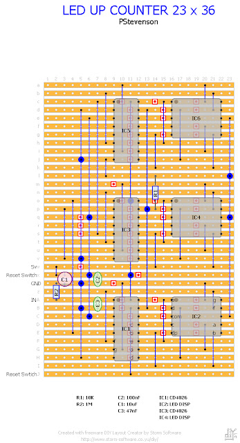 Paul In The Lab: LED Display UP Counter Stripboard Veroboard (CD4026)