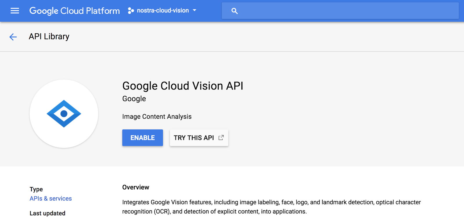 Nostra Technology: Google Cloud Vision API