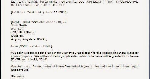 Job Application Acknowledgement Letter Format