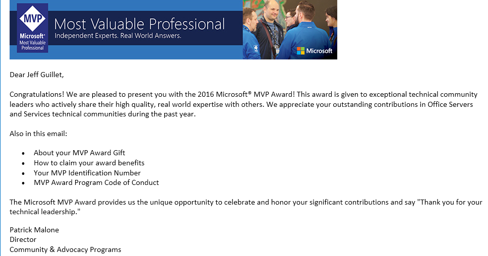 Congratulations 2016 Microsoft MVP! | The EXPTA {blog}