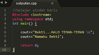 Dwi Subekti YF: Cara Membuat Komentar dan Pindah Baris pada C++