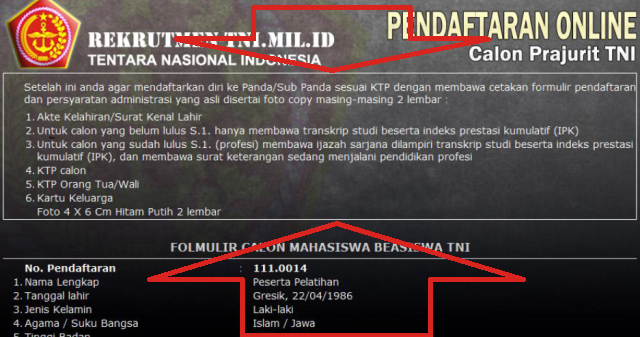83 INFO DOWNLOAD FORMULIR PENDAFTARAN TNI TUTORIAL PDF - * Formulir