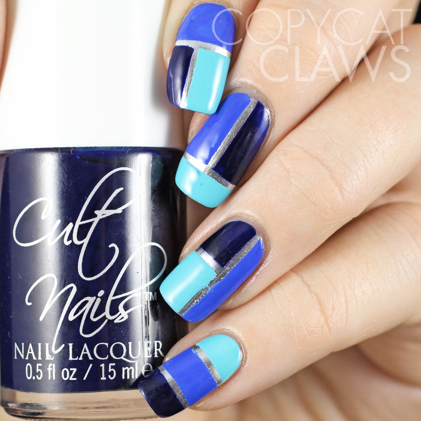 Copycat Claws: Blue Color Block Nail Art